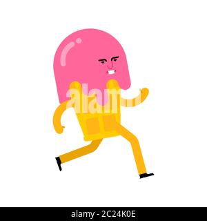 Ice cream run cartoon isolated. Icecream vector illustration Stock ...