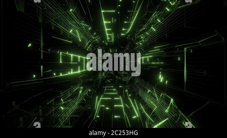 green wireframe design with nice reflection 3d rendering background ...