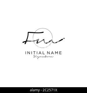 F M FM Initial letter handwriting and signature logo. A concept ...