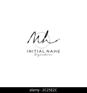 M H MH Initial letter handwriting and signature logo. A concept ...
