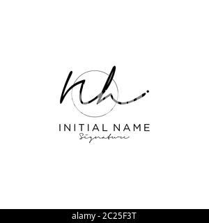 N H NH Initial letter handwriting and signature logo. A concept handwriting initial logo with ...