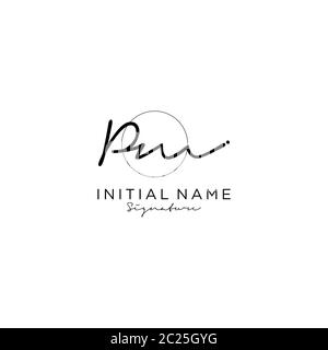 PM Letter Signature Logo Template elegant design logo. Hand drawn ...