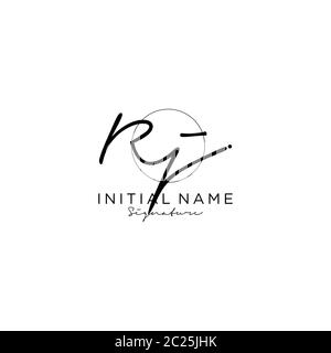 RJ Letter Signature Logo Template elegant design logo. Hand drawn ...