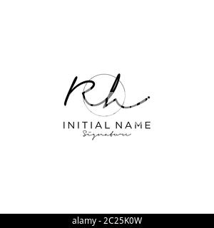 R H RH Initial letter handwriting and signature logo. A concept ...
