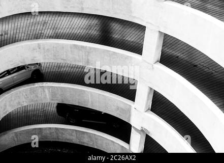 The architecture of the spiral curve and slope way to go to parking lot ...