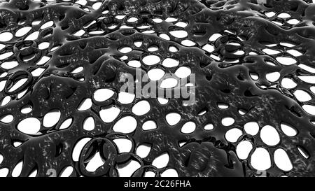 BLACK ABSTRACT THREE-DIMENSIONAL. Glossary hole surface. 3d RENDERING ...