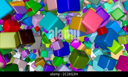 Multi-colored cubes on a white background. illustration. 3d rendering ...