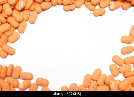 Pile of muscle relaxant, pain relief tablet pills isolated on white ...