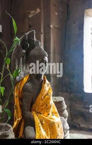 Buddha statue in Bayon temple in Angkor Archaeological area in Cambodia ...