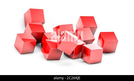 Abstract red cubes three dimensional background, 3d rendering Stock ...