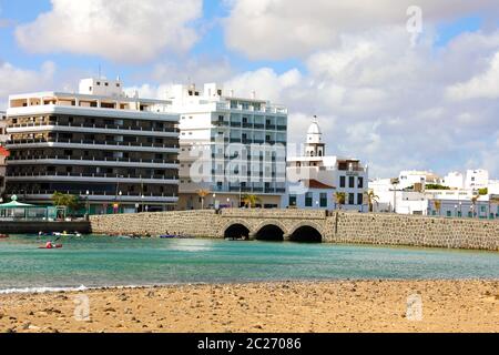 LANZAROTE, SPAIN - APRIL 20, 2018: tourists visiting Los Hervideros ...
