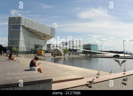 Oslo, Norway. 12th June, 2020. The Deichman main library in Bjørvika ...