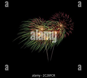 Colorful exploded fireworks display, isolated on black background Stock ...
