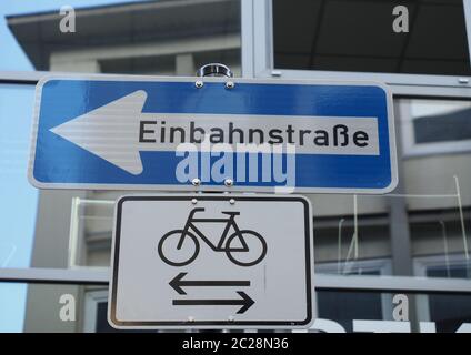 Einbahnstrasse (meaning One way in german) traffic sign Stock Photo - Alamy