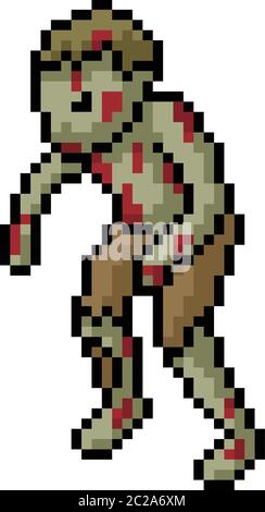 vector pixel art zombie walk isolated cartoon Stock Vector Image & Art ...