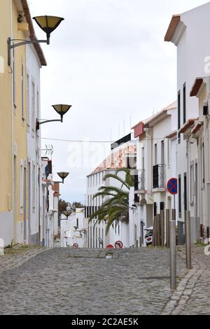 Typical street of cobblestone in Lagos city, Algarve, Portugal Stock ...