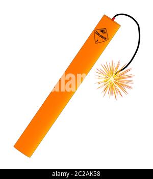 Stick of dynamite with lit fuse burning Stock Photo - Alamy