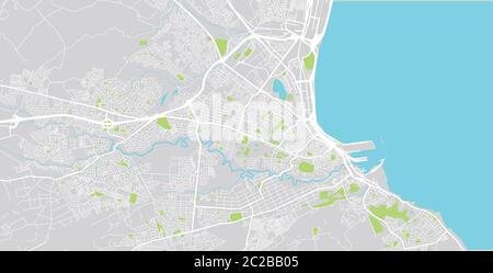 Vector city map of Port Elizabeth Gqeberha, South Africa Stock Vector ...
