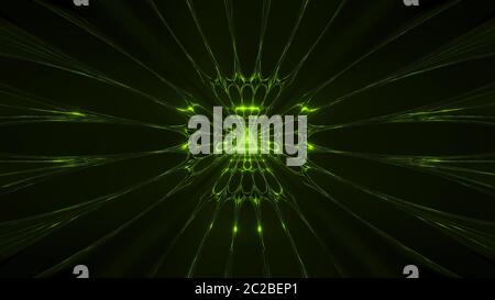 green glowing fantasy triangle wireframe design with reflective ...