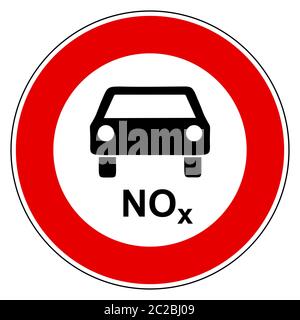 NOx car and prohibition sign Stock Photo - Alamy
