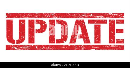 UPDATE red rectangle grungy stamp Stock Photo - Alamy