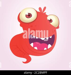 Funnny cartoon blob slimy monster laughing. Vector alien illustration ...