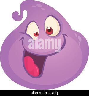 Happy cartoon fat ghost. Laughing monster face emotion. Halloween ...