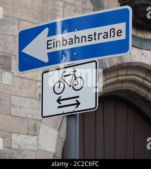 Einbahnstrasse (meaning One way in german) traffic sign Stock Photo - Alamy