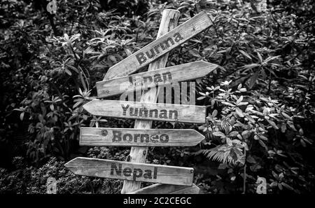 Country address signs, tourism and exploration detail Stock Photo - Alamy