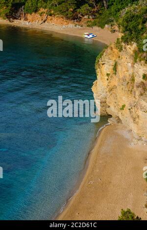 Mogren beach in Budva in a beautiful summer day, Montenegro Stock Photo ...