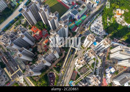 Tuen Mun, Hong Kong 16 May 2019: Aerial view of Hong Kong residential ...
