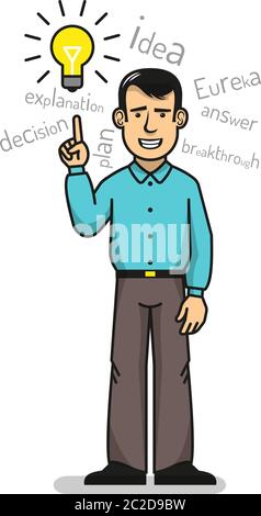 cartoon man with good idea with thought bubble Stock Vector Image & Art ...