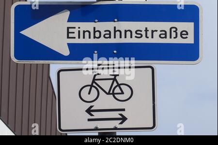 Einbahnstrasse (meaning One way in german) traffic sign Stock Photo - Alamy