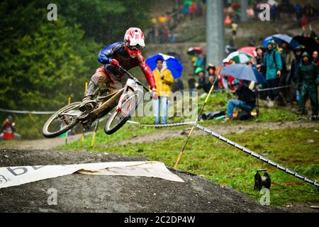 CHAMPERY, SWITZERLAND - SEPTEMBER 4, 2011. Danny Hart (GBR) winning ...