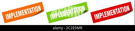 implementation sticker. implementation rectangular label isolated on ...