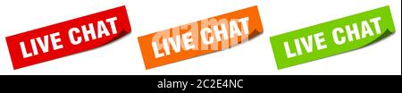 live chat sticker. square isolated peeler sign. label Stock Vector ...