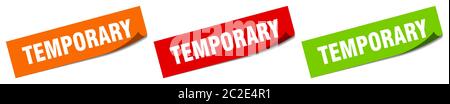temporary sticker. temporary rectangular label isolated on white ...