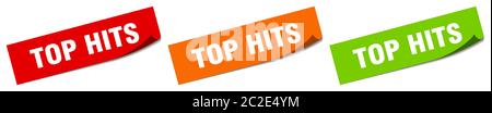 top hits sticker. square isolated peeler sign. label Stock Vector Image ...
