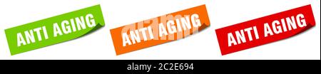 anti aging sticker. anti aging rectangular label isolated on white ...