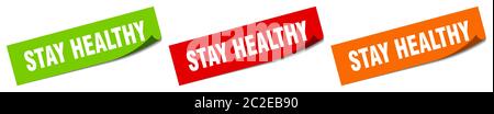 stay healthy sticker. square isolated peeler sign. label Stock Vector ...