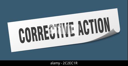 corrective action sticker. square isolated peeler sign. label Stock ...