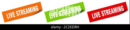 live streaming sticker. live streaming square isolated sign. live ...
