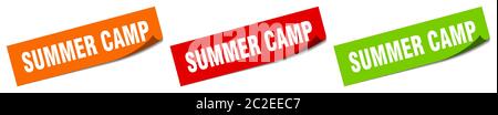 summer camp sticker. summer camp rectangular label isolated on white ...
