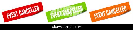 event cancelled sticker. event cancelled rectangular label isolated on ...