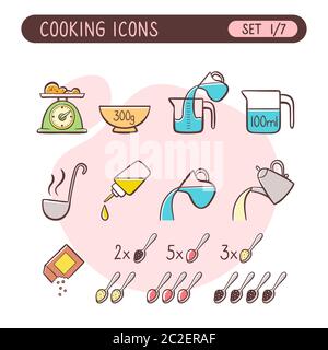 Cooking instructions icon set. Very useful to explain cooking recipes ...