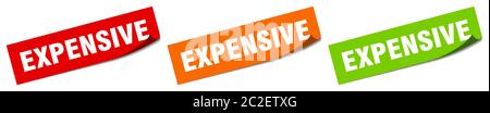 expensive sticker. expensive rectangular label isolated on white ...