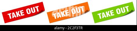 take out sticker. take out square isolated sign. take out label Stock ...