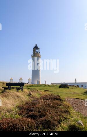 Mull of Galloway lighthouse against blue sky Drumore Wigtownshire ...