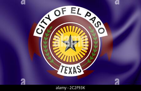 El Paso Texas 3D waving flag illustration. Texture can be used as ...