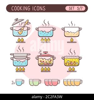 Cooking instructions icon set. Very useful to explain cooking recipes ...